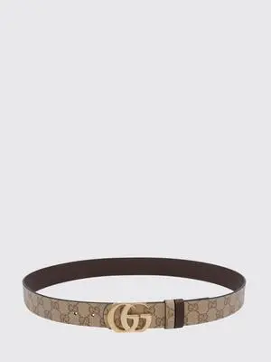 Gucci Gg Marmont Reversible Belt In Leather And Gg Supreme Fabric - Cream