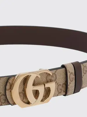 Gucci Gg Marmont Reversible Belt In Leather And Gg Supreme Fabric