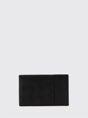 Bottega Veneta Intrecciato Woven Calfskin Leather Flat Card Holder - Black