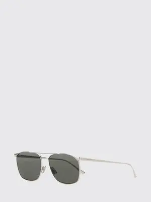 Saint Laurent Square Metal Sunglasses With Engraved Logo And Dark Lenses - Silver