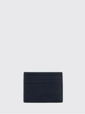 Bottega Veneta Flat Woven Calfskin Card Holder With Seven Slots - Blue