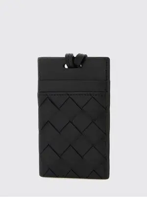 Bottega Veneta Intrecciato Woven Calfskin Leather Neck Card Holder - Black