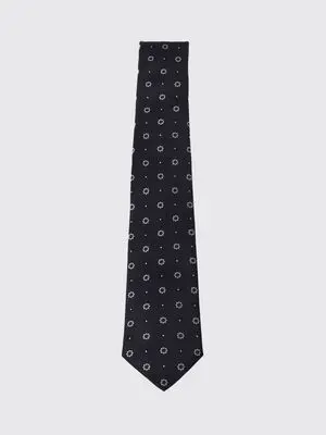 Saint Laurent Pure Silk Tie With Contrasting Floral Embroidery - Blue