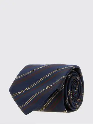 Gucci Silk Tie With Regimental Pattern And Gg Jacquard Monogram - Blue