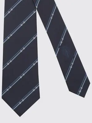 Gucci Regimental Striped Silk Tie With Horsebit Detail - Blue