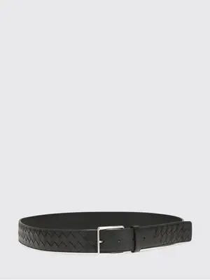 Bottega Veneta Intrecciato Woven Lambskin Leather Belt - Black