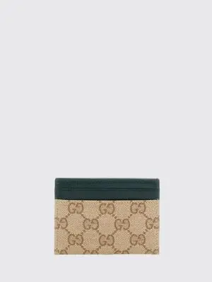 Gucci Gg Supreme Canvas Card Holder With Monogram And Leather Details - Cream