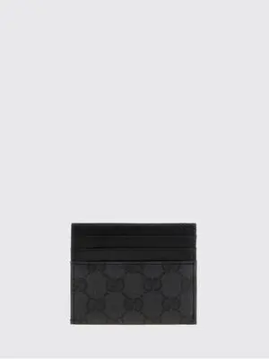 Gucci Gg Supreme Monogram Flat Card Holder With Leather Trim