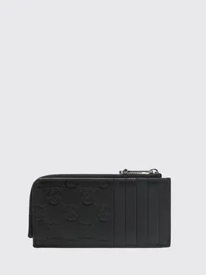 Gucci Gg Emblem Embossed Leather Card Holder