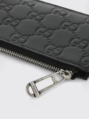 Gucci Gg Emblem Embossed Leather Card Holder