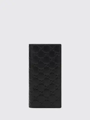 Gucci Gg Emblem Wallet In Embossed Leather - Black