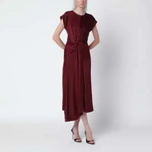 Victoria Beckham Aria Burgundy Midi Dress In Satin Crepe - Red