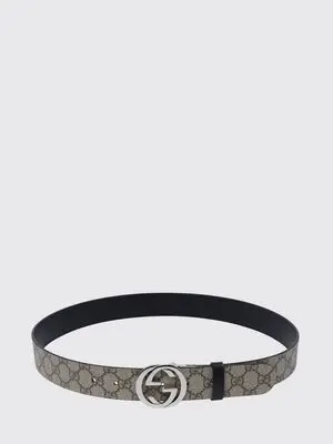 Gucci Reversible Gg Supreme Canvas And Leather Belt With Monogram Buckle - Cream