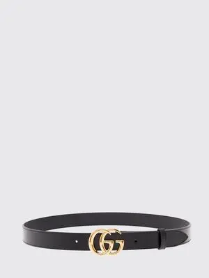 Gucci Leather Belt With Gg Monogram Buckle - Black