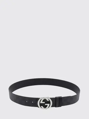 Gucci Gg Monogram Coated Cotton Belt - Black