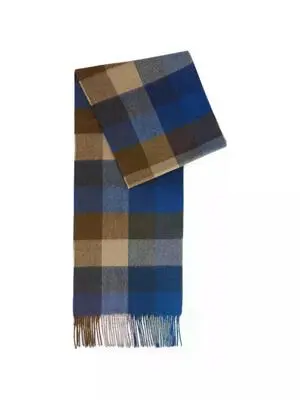 Barbour Large Check-pattern Scarf - Blue