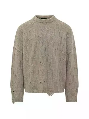 REPRESENT Distressed Cable-knit Sweater - Neutrals