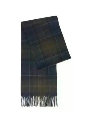 Barbour Tartan-check Fringed Scarf - Blue