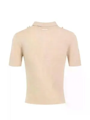 Miu Miu Ruffled Cashmere Polo Top