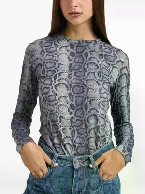 Liu Jo Snakeskin-print Long-sleeve T-shirt - Blue