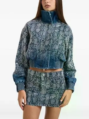 Liu Jo Rhinestone-embellished Snakeskin-print Jacket