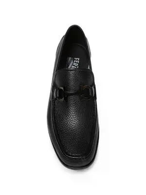 FERRAGAMO Gancini Pebbled Leather Loafers