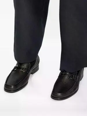 FERRAGAMO Gancini Pebbled Leather Loafers