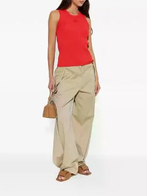 Loewe Logo-embroidered Ribbed-knit Top