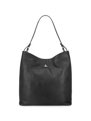 VIVIENNE WESTWOOD Large Lottie Orb-plaque Leather Shoulder Bag - Black