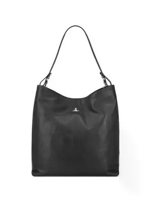 VIVIENNE WESTWOOD Large Lottie Orb-plaque Leather Shoulder Bag - Black