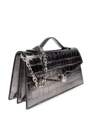 Alexander McQueen Skull Embellished Crocodile-effect Leather Bag