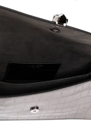 Alexander McQueen Skull Embellished Crocodile-effect Leather Bag