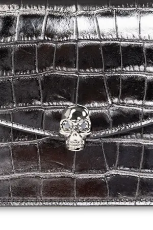 Alexander McQueen Skull Embellished Crocodile-effect Leather Bag
