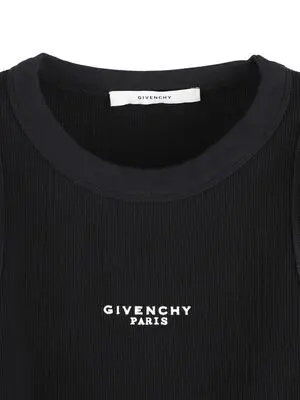Givenchy Cotton Cropped Tank Top With Paris Print