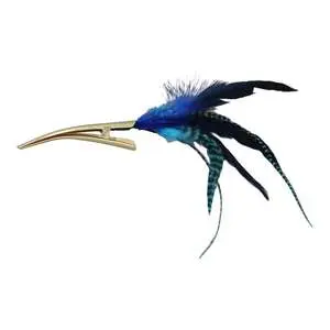 ROMER MILLINERY Feather Clip - Blue/gold