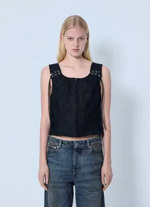 Our Legacy Corset Top With Lace Panel Construction - Black