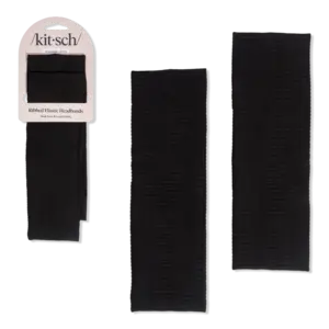 KITSCH Recycled Fabric Ribbed Elastic Headbands Set - Black