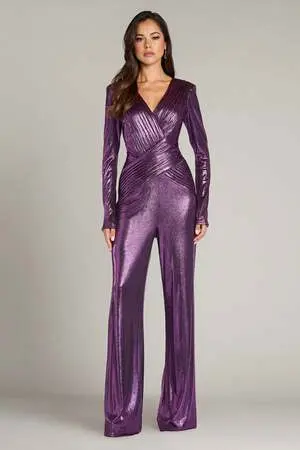 Tadashi Shoji Metallic Jersey Jumpsuit - Violet
