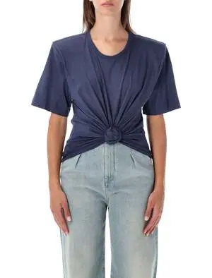 Magda Butrym Knotted Front Short Sleeve T-shirt