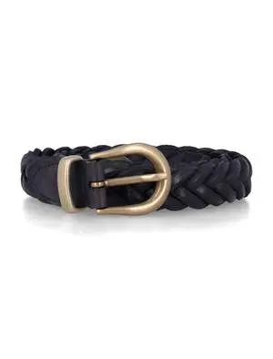 MANCINI 1979 Braided Leather Belt With Oval Buckle - Nero