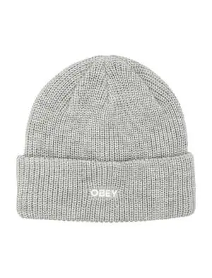 Obey Rib-knit Mini Beanie With Embroidered Logo - Grigio