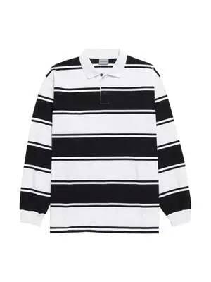 Balenciaga Striped Long Sleeve Polo Shirt