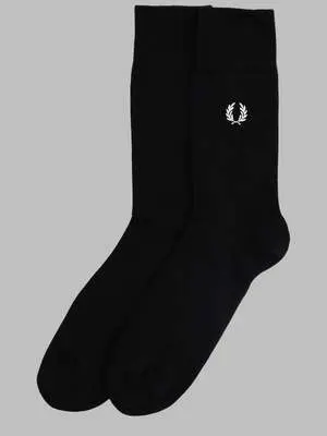 Fred Perry Embroidered Crew Socks - Black