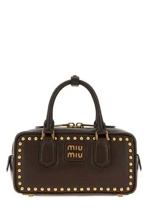 Miu Miu Leather Arcadie Handbag With Studs
