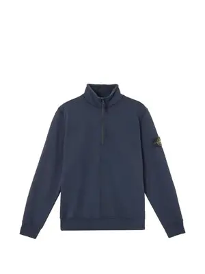 Stone Island Logo Patch Quarter Zip Sweater - Navyblue