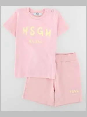 MSGM Baby T-shirt And Stretch Fleece Bermuda Set - Pink