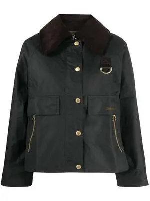 Barbour Waxed Cotton Corduroy Collar Short Jacket - Navy