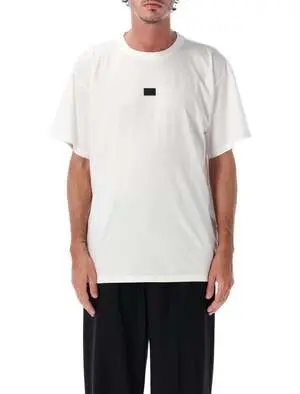 MAISON MARGIELA Mm6 Maison Margiela Oversized Cotton T-Shirt With Chest Patch Bianco