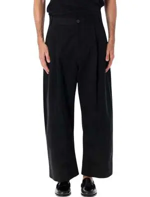 Studio Nicholson Pleated Wide-leg Cotton Trousers - Nero