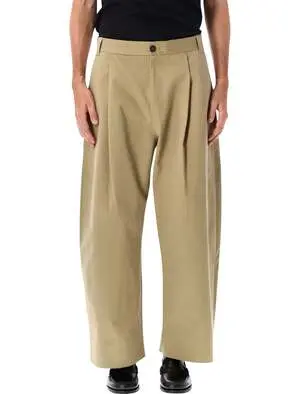 Studio Nicholson Pleated Wide-leg Cotton Trousers - Marrone